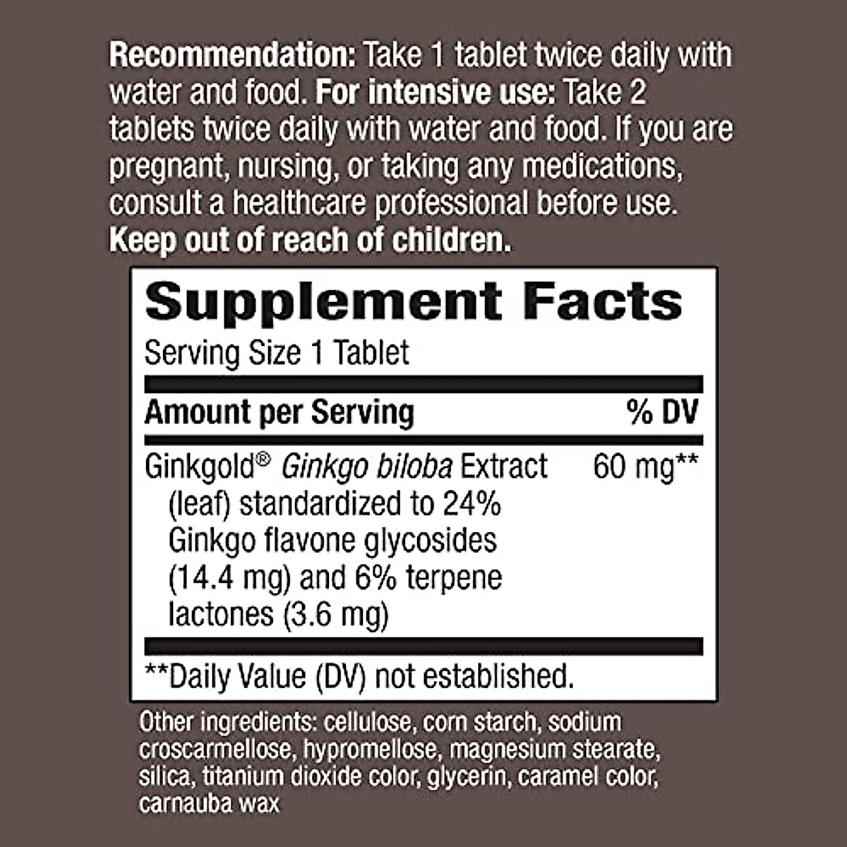 Nature's Way Ginkgold, Supports Memory and Mental Sharpness*, 50 Tablets