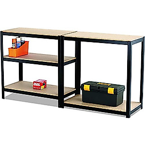 Yuhai 5 Tier Heavy Duty Metal Steel Shelving Storage Unit with MDF Boards for Shelf Organizer Rack with Adjustable Feet for Bathroom Kitchen Garage Office Home (180 x90 x40 cm)