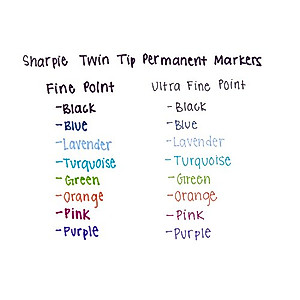 SHARPIE 32162PP Twin Tip Permanent Markers, Fine and Ultra Fine, Black, 2 Count