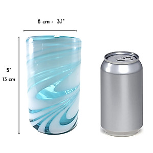 Hand Blown Drinking Glasses Artisan Crafted from Mexico Set of 6 pieces (Poseidon, Water 16 Oz.)