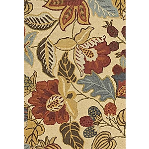SAFAVIEH Jardin Collection 5' x 8' Beige / Multi JAR952A Handmade Floral Premium Wool Area Rug
