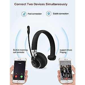 SILK SOUNDZ BH-M91 Bluetooth Wireless Headset, Trucker & Office Bluetooth Headset with Microphone, Mute Button, 24 Hours Working Time, for Cell Phone, Laptop, & Business Office Phone.