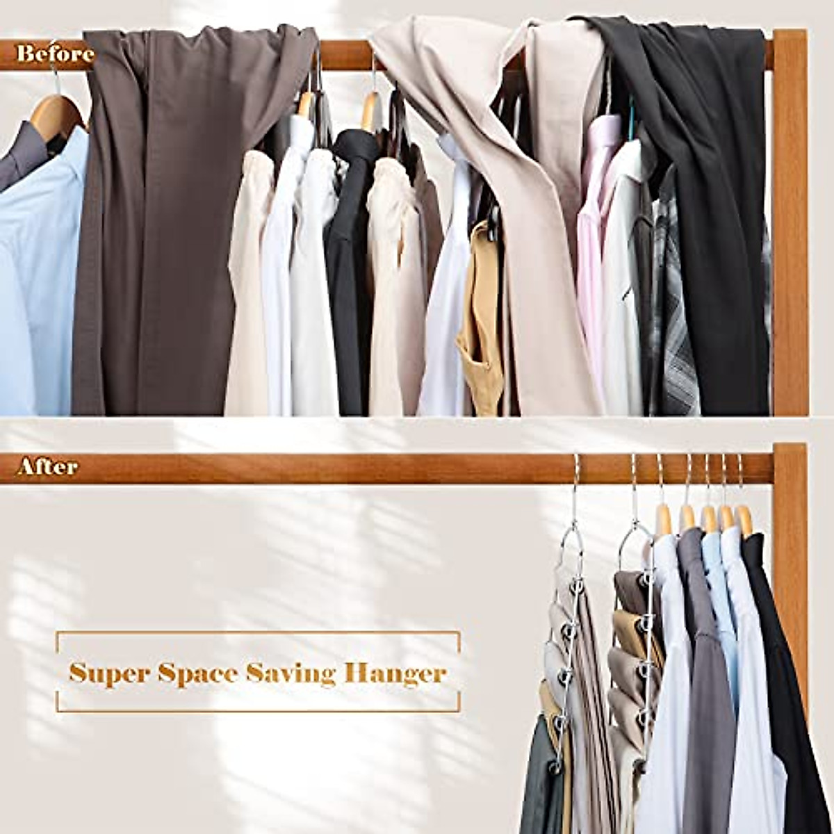 Clothes Pants Slack Hangers 5 Layers Non Slip Closet Storage Organizer Space Saving Hanger with Foam Padded Swing Arm for Pants Jeans Scarf Trousers Skirts (Updated Version-4pcs Black)