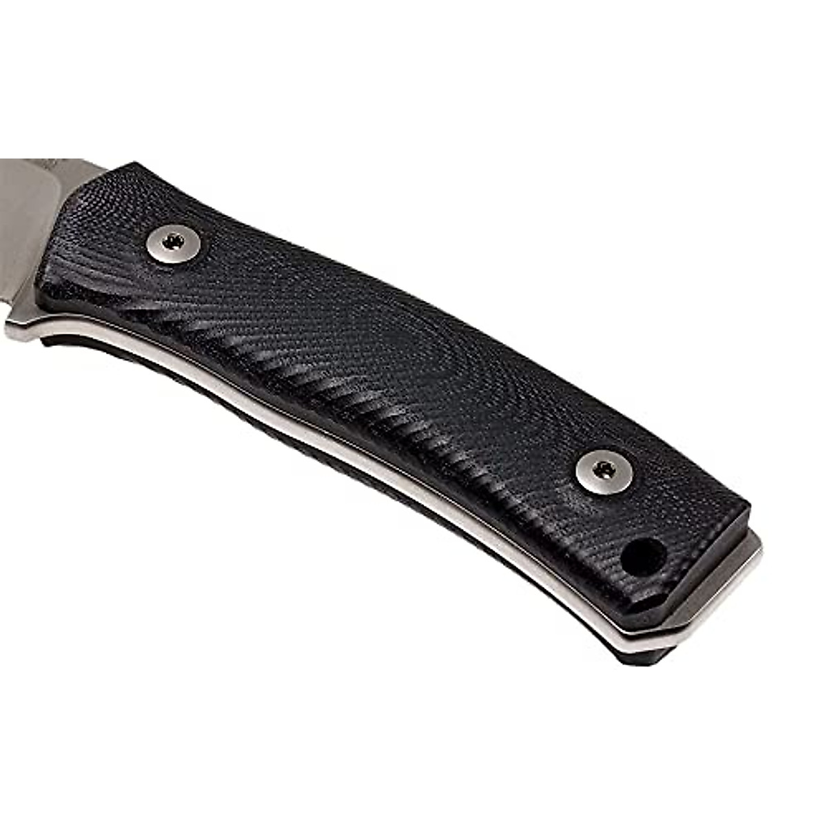 LionSTEEL M4 Fixed Blade Camping and Outdoor Knife, M390 Steel Hollow Grind Drop Point Blade, Black G10 Handle, Includes Double Stitched Leather Sheath