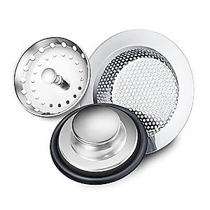3 Pieces Kitchen Sink Stopper Strainer, Garbage Disposal Plug, Anti-Clogging Stainless Steel Sink Disposal Stopper, Perforated Basket Drain Filter Sieve or Keep Water for Standard Kitchen Sink Drain