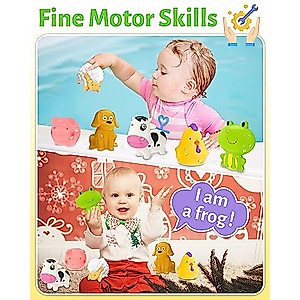 Mold Free Farm Animals Baby Bath Toys for Toddler 1-3, No Hole No Mold Bathtub Pool Toys for 1 2 3 Year Old Boy Girl Gifts, Toddler Water Toys with 6 Animals