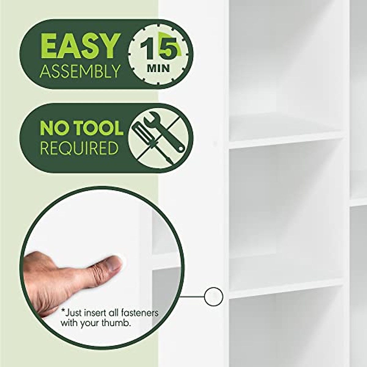 Furinno Luder 5-Cube No Tool Assembly Open Shelf, White