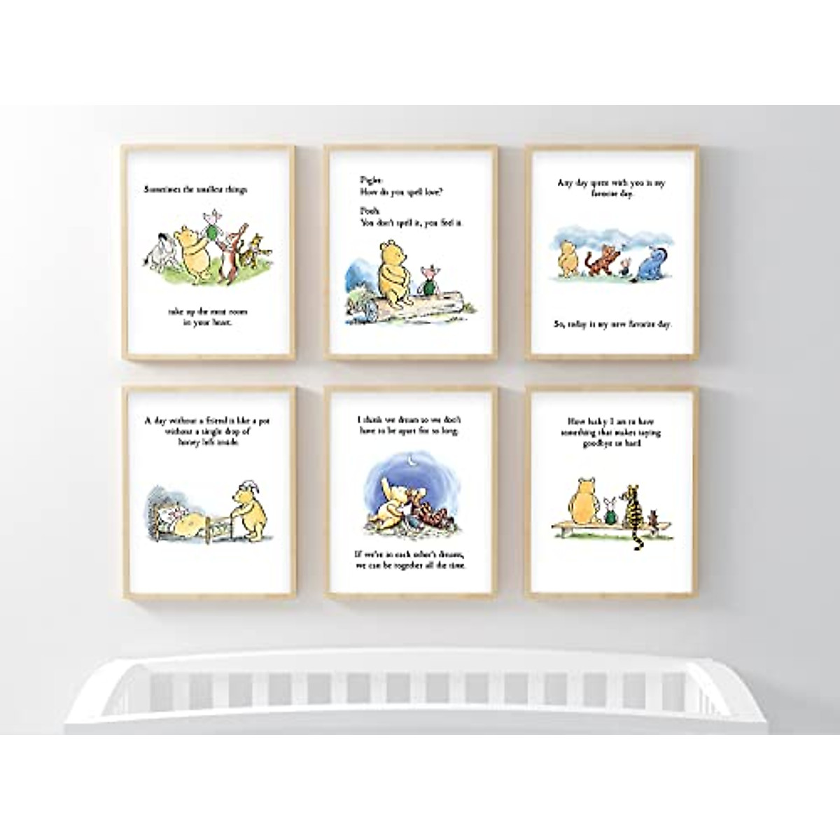 bumbleboo Nistio® Classic Winnie the Pooh Nursery Wall Decor, Winnie the Pooh Print, Winnie the Pooh Playroom Decor, Set of 9 Prints, Piglet, Eeyore, Tigger Nursery Decor, Unframed, 8x10 inches