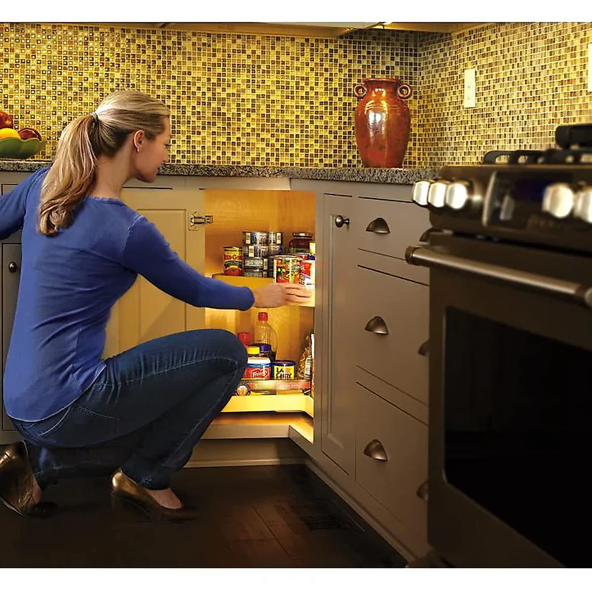 UBACKS 24 Inch Lazy Susan Kitchen Cabinet Organizer, Kidney Shape Lazy Susan Turnable