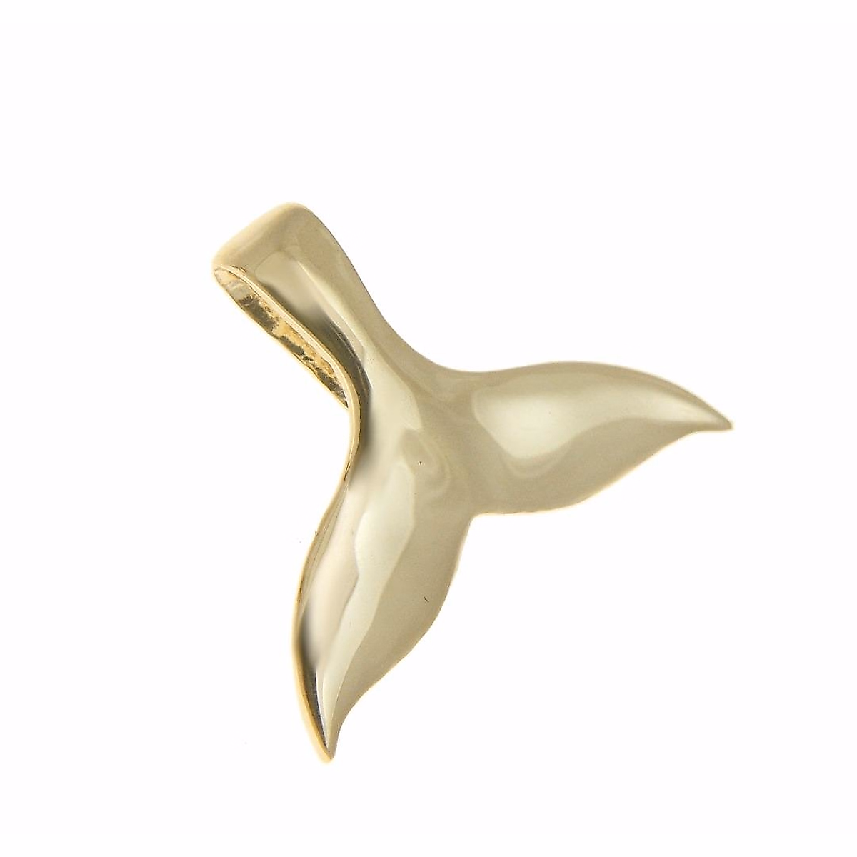 Arthur's Jewelry 14K Solid yellow gold high polish shiny Hawaiian whale tail slide pendant 18mm