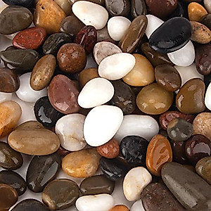 [18 Pounds] Aquarium Gravel River Rock, Natural Polished Decorative Gravel,Garden Outdoor Ornamental River Pebbles Rocks, Polished Pebbles, Mixed Color Stones for Landscaping Vase Fillers (18.1)