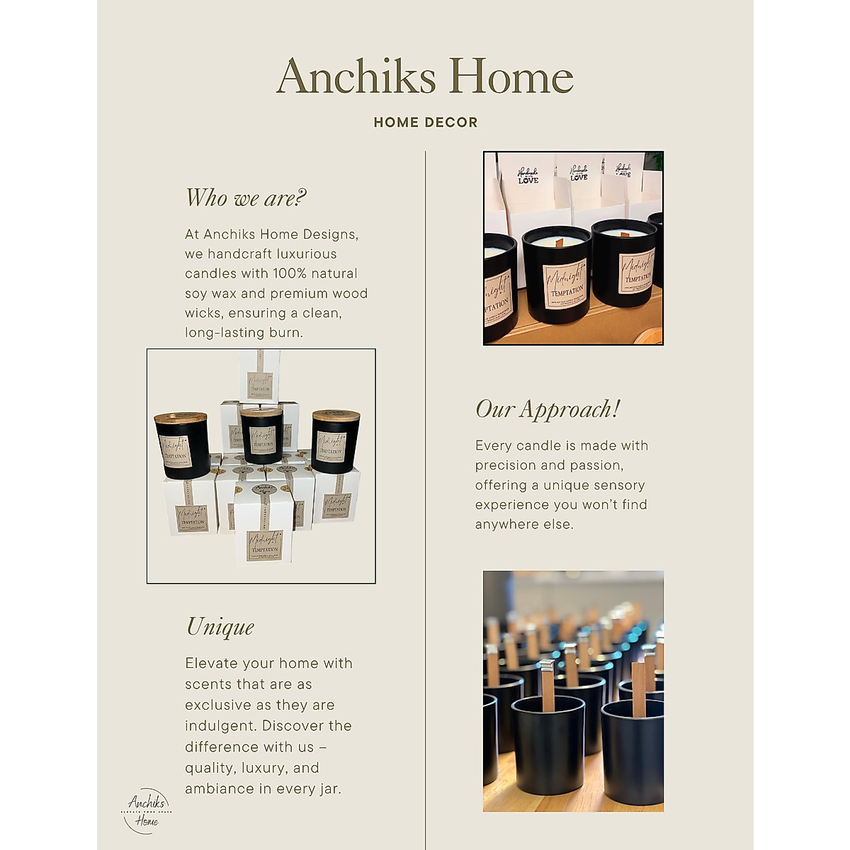 Midnight Temptation Luxury Scented Candle | 8 oz 100% Soy Wax | Wood Wick | Black Jar | Rich Channel, Wood, & Tobacco Caramel Notes | Fall Candle Collection