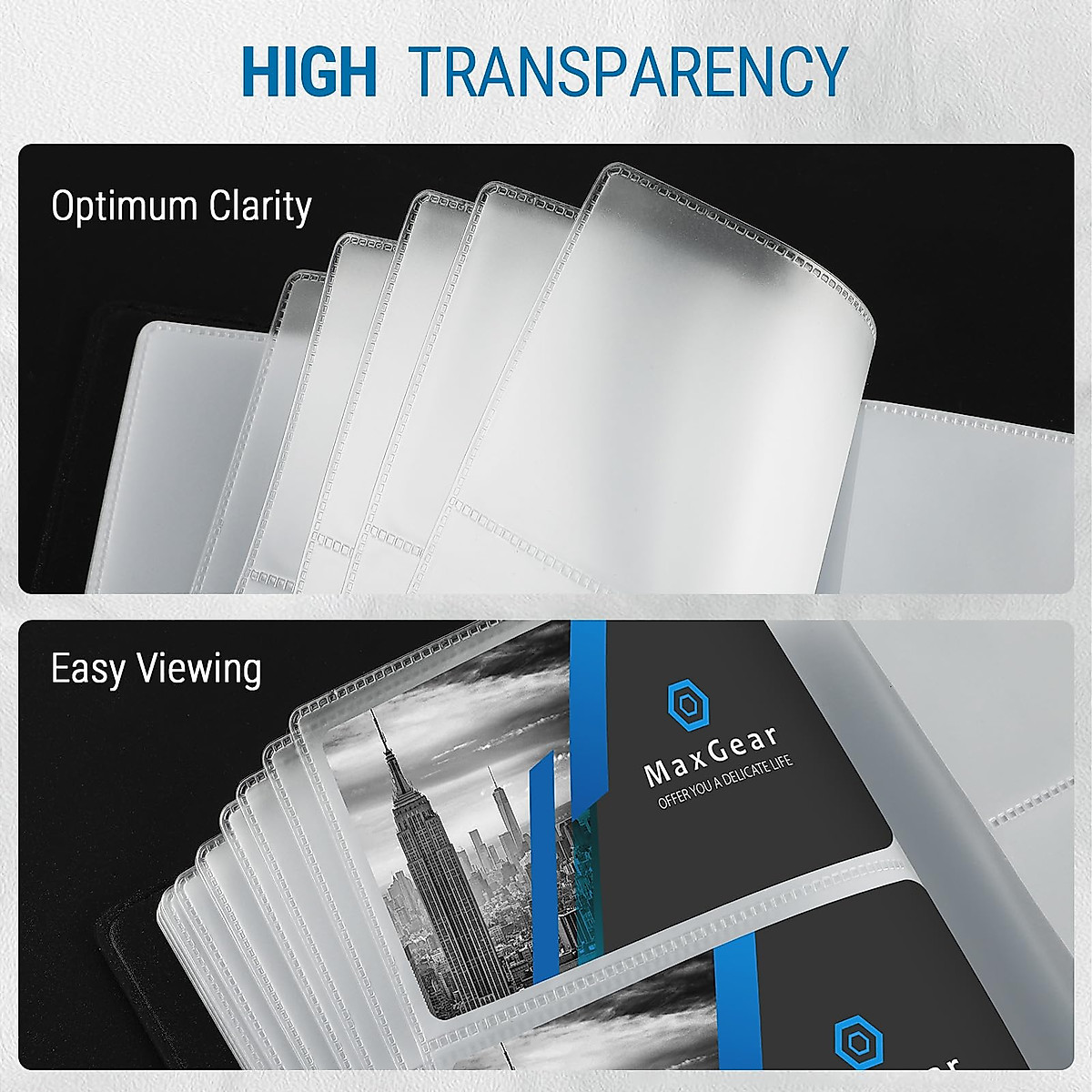 MaxGear Business Card Organizer Business Card Holder Book, Portable Business Card Binder File Sleeve Storage, Business Card Holders, Name Card Holder for Men & Women, Capacity: 240 Cards, Black