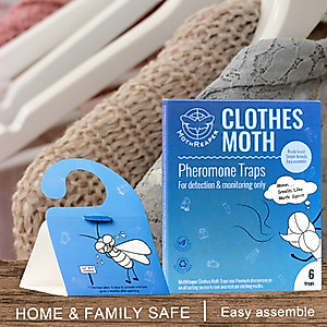 Clothing Moth Traps with Pheromones 6-Pack - Clothes Moth Trap with Lure for Closets & Wardrobes, Carpet and Fabric Moth, Wool Moths Traps Indoor Moth Treatment & Prevention