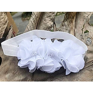 Bow Dream Baby Girl Baptism Christening Shoes and Headband Set White Reinstones 0-3 Months