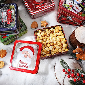 Tioncy 8 Pcs Christmas Cookie Tins with Lids Large Cookie Boxes Metal Empty Tins Santa Tinplate Xmas Gift Box for Christmas Holiday Candies Treats Storage Container