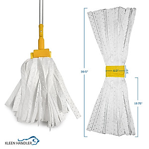 KLEEN HANDLER Mop Head Replacement 6-Pack Hydrophobic Industrial Mop for Oils and Spills – Heavy-Duty Mop for Industrial, Commercial, Janitorial Cleaning – Non-Woven Oil-Absorbent Material