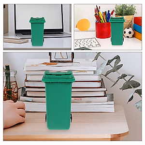 EXCEART 5pcs Mini Curbside Garbage Cans Desk Trash Can Trash Bins Pen Holder Desk Organizer Garbage Bin Recycle Can Mini Waste Basket with Lid Small Pencil Cup Desktop Organizer