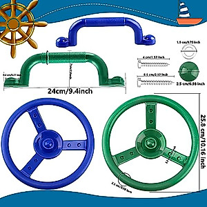 Restroma 6 Pcs Playground Accessories Swingset Steering Wheel Plastic Priate Ship Steering Wheel Playground Safety Handles for Kids Outdoor Wood Backyard Treehouse Playhouse