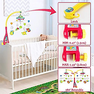 Baby Musical Crib Mobile with Hanging Rotating Toys, Remote Control, Lights Projector Function Music Box, Cartoon Rattles for Babies Boy Girl 0-24 Months, Newborn Sleep with 108 Melodies (Plane)