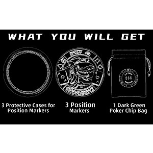 LuluCircle Dealer Button, Small Blind, Big Blind, Poker Guard, Poker Gifts for Men, Poker Accessories, Poker Chips with Plastic Case (Position Marker), 3 pcs (Poker Buttons)
