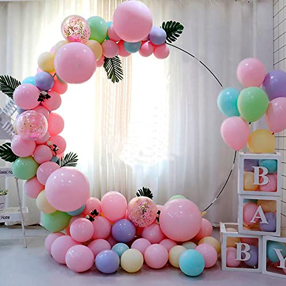 6.3ft Circle Balloon Arch Stand kit,Large Round Balloon Arch Frame fit for Birthday,Wedding,Baby Shower Party Backdrop Decoration