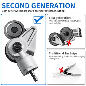 SauHandi Electric Drill Plate Cutter Attachment,Sheet Metal Cutter with Adapter,Metal Nibbler Drill Attachment, Electric Drill Shears for Cutting Color Steel Tiles,Iron, White Sheet, Steel, Aluminum.