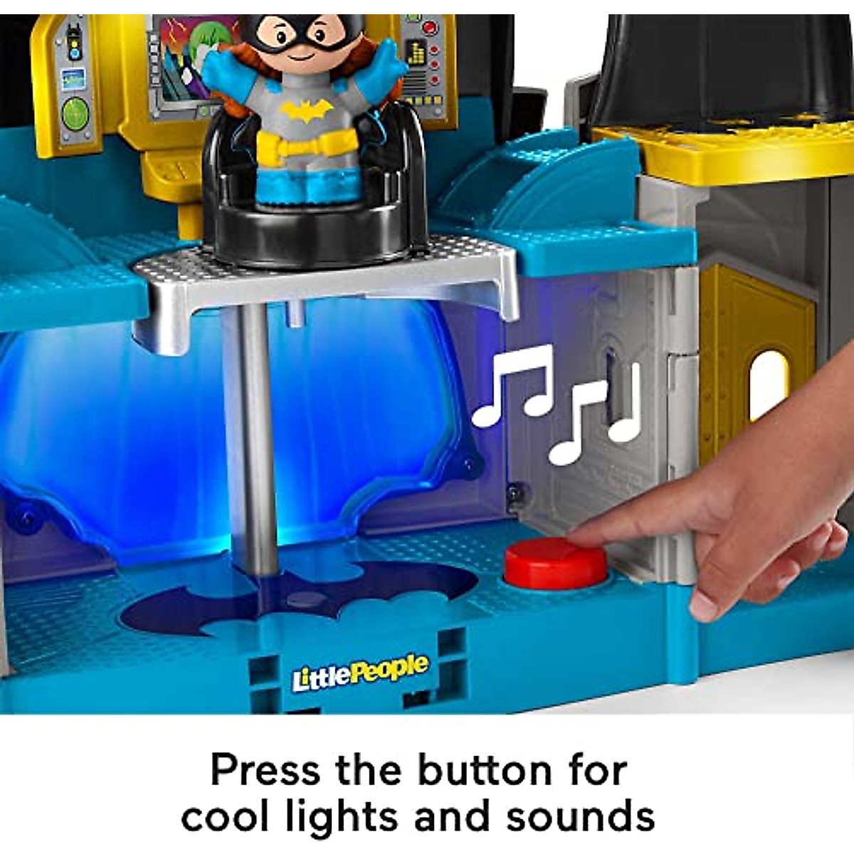 Little People DC Super Friends Batman Toy Deluxe Batcave Playset With Lights Sounds & 4 Figures For Toddlers Ages 18+ Months