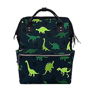Backpack Diaper Bag Green Animal Dinosaur Womens Travel Bag Mens Laptop Bags (15.7"x11"x7", as Color)…
