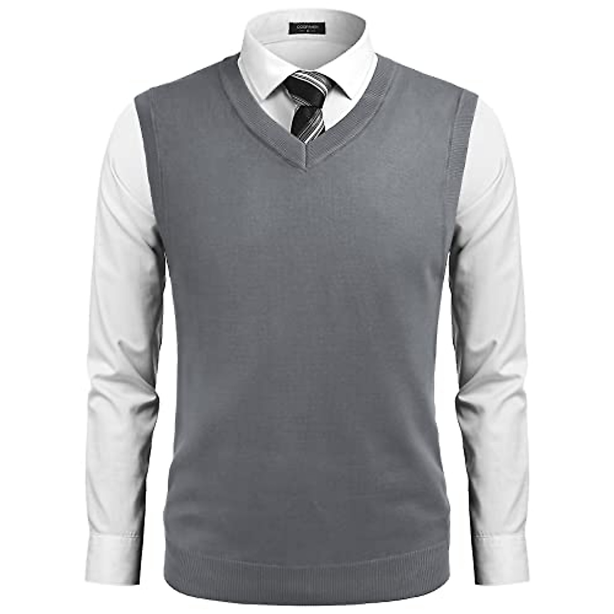 COOFANDY Men s Wool Blend Relax Fit Vest Knit V-Neck Sweater