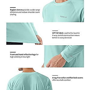 Men's Long Sleeve Shirts UPF 50+ SPF Sun Protection Shirts for Fishing Hiking Rash Guard Swim Light Green L