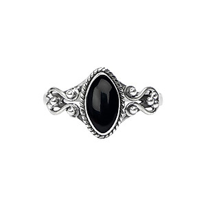 Black Onyx Stone Ring, 925 Sterling Silver Statement Ring For Women, Handmade Ring Gemstone Promise Ring for Birthday Christmas Gift For Her Ring Size US 7