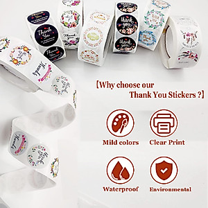 Thank You Stickers Rolls 2500 Pcs - 1 Inch Floral Designs Thank You Stickers Labels for Baking Packaging Envelope Seals Small Business Flower Stickers Tags for Wedding Birthday Party Gift Wrap Bag