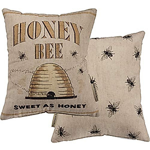 Primitives by Kathy Farmhouse Feedsack Throw Pillow, 10 x 12-Inches, Honey Bee-Sweet as Honey