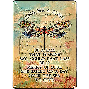 Nostalgic tin Sign Tin Sign Vintage Skye Boat Song for Fan Outlander Sing Me A Song of A Lass Hippie Dragonfly Unframed Metal Sign, Most Iconic 8x12 inch Home Decoration tin Signs