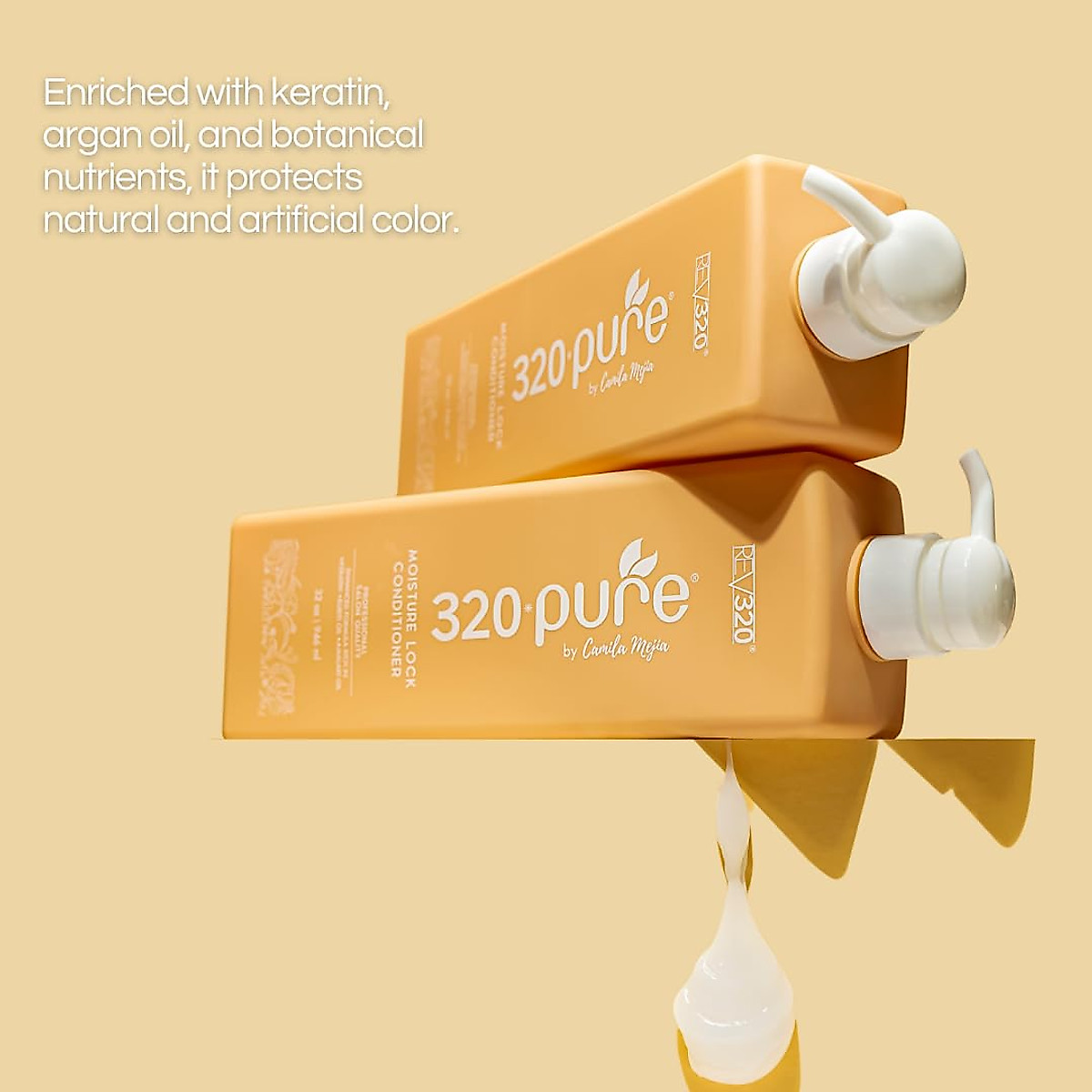 320Pure Moisture Lock Conditioner 32oz, Hydrating, Moisturizing Hair Conditioner for Women & Men, Sulfate-Free, Keratin & Argan Oil Formula for Color-Treated, Damaged, Dry, Straight and Curly Hair