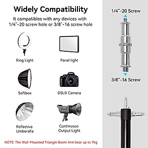 SmallRig 148CM Wall Mount Light Stand Boom Arm with Triangle Base, 180° Adjustable Ring Light Wall Mount for Photography Studio, COB Light, Softbox, RA-W150-4172