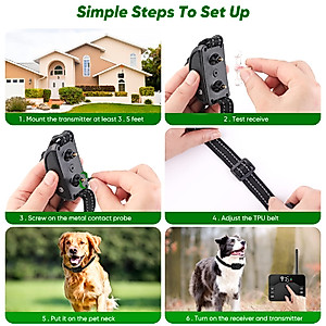 ABHY Wireless Dog Fence, Electric Fence System for 2 Dogs, Pet Perimeter Fence and Remote Training Collar 2-in-1,Adjustable Wireless Dog Collar,Suitable Dogs
