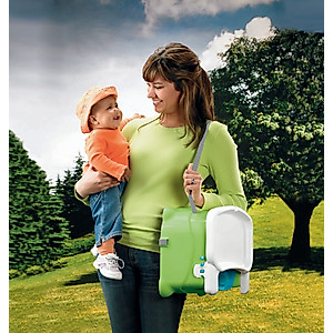 Fisher-Price Portable Toddler Booster Seat, Healthy Care, Travel Dining Chair with Dishwasher Safe Tray, Green