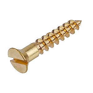 #8 x 1 Solid Brass Flat Countersunk Head Slot Drive Wood Screws | Pack of 100 | Self Tapping Screws for Wood Antique or Modern Furniture | SC-B81FC (100)