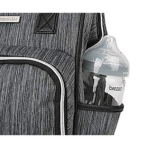 Bananafish Diaper Bag - Multi-Function Design Nappy Bag for Baby Care or Travel - Carry or Wear as Backpack - Large Capacity in Trendy, Stylish Design, Dark Grey