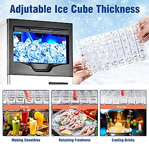Zstar Commercial Ice Maker Machine, 110LBS/24H Under Counter Ice Maker, Freestanding Ice Machine w/33LBS Ice Storage, LCD Controller, Self Cleaning, Stainless Steel Large Ice Maker for Restaurant Home