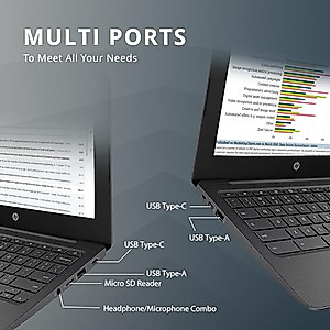 HP 2022 11.6" HD Display Chromebook Laptop, Intel Celeron Processor N3350, 4GB RAM, 32GB eMMC, Intel HD Graphics 500, HD Webcam, HD Audio, USB-C, Chrome OS, Gray, 32GB SnowBell microSD Card