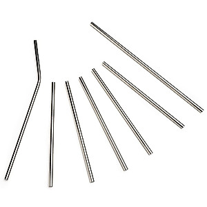 Metal Straws - 4 Reusable Stainless Steel Straws w/Cleaning Brush in Cloth Bag - Straight Straw fits 20 oz Tumblers