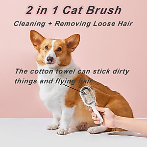 Cat Hair Brush with Water, Sticky Brush 2.0 for Cats, Pet Hair Removal Comb with Water Tank, Wet Cat Comb, 2 in 1 Cleaning Brush Cat, Pet Hair Cleaner Brush for Cats