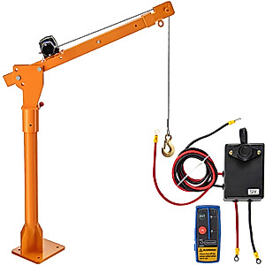 VEVOR Davit Crane, 2200 lbs Truck Crane, Wireless Remote Control Dock Crane, 12V 360° Swivel Electric Crane for Truck, Crane Hitch for Lifting Goods in Construction, Forestry, Factory, and Transport