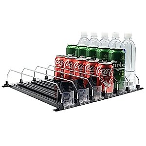 Soda Can Organizer for Refrigerator-Automatic Pusher Glide, 12oz 16oz 20oz Drink Organizer for Fridge-Holds up to 30 Cans