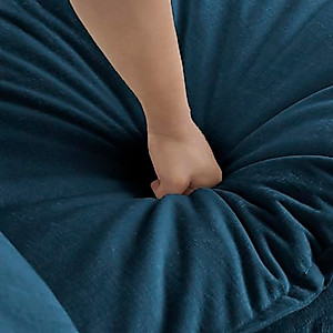 Eafurn 2 Piece Chenille Upholstered Living Room Furniture Sets, Include Free Combination Deep Seat Modular Sofa & Cloud Loveseat Section Couch and Pillows for Apartment, Studio, Office, Blue