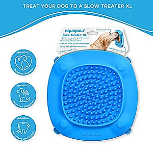 Aquapaw Premium XL Licking Mat for Dogs & Cats | Non-Slip Slow Feeding Mat for Food, Treats, Peanut Butter | Dog Anxiety Relief & Boredom Reducer with Suction Cups | Great for Bathing, Grooming - Blue