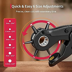 6 Sized 9 inch Heavy Duty Leather Hole Punch Hand Pliers Belt Professional